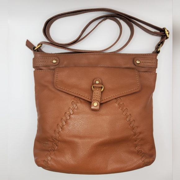 Born | Bags | Born Baylor Whipstitch Brown Pebbled Leather Crossbody ...